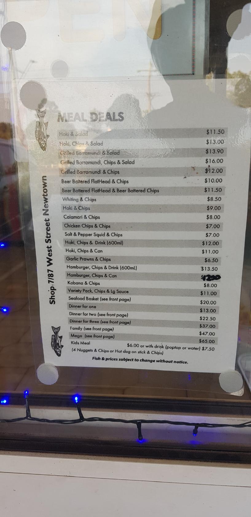 Menu at Berny's On West Fish Bar, Newtown, Shop 7/87-93 West St