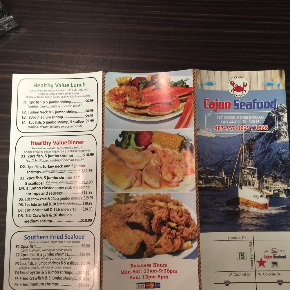 Menu at Cajun Seafood restaurant, Orlando