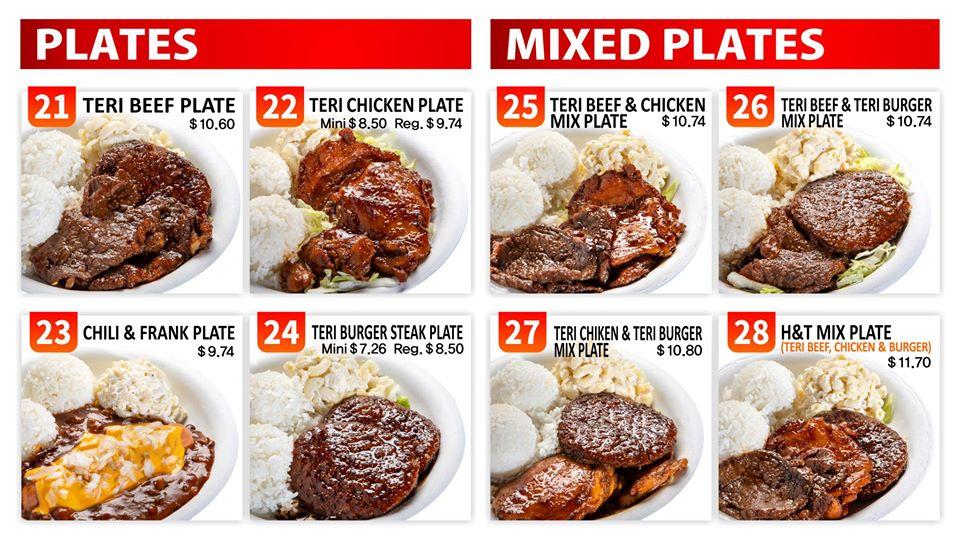 Menu at H&T Burgers fast food, Aiea