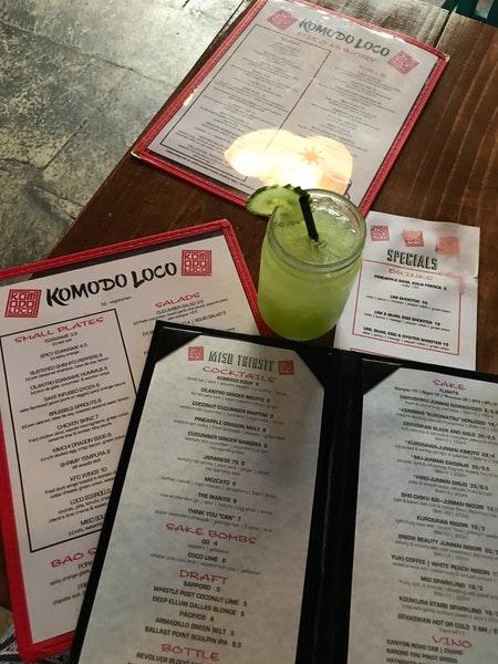Menu at Komodo Loco restaurant, Denton