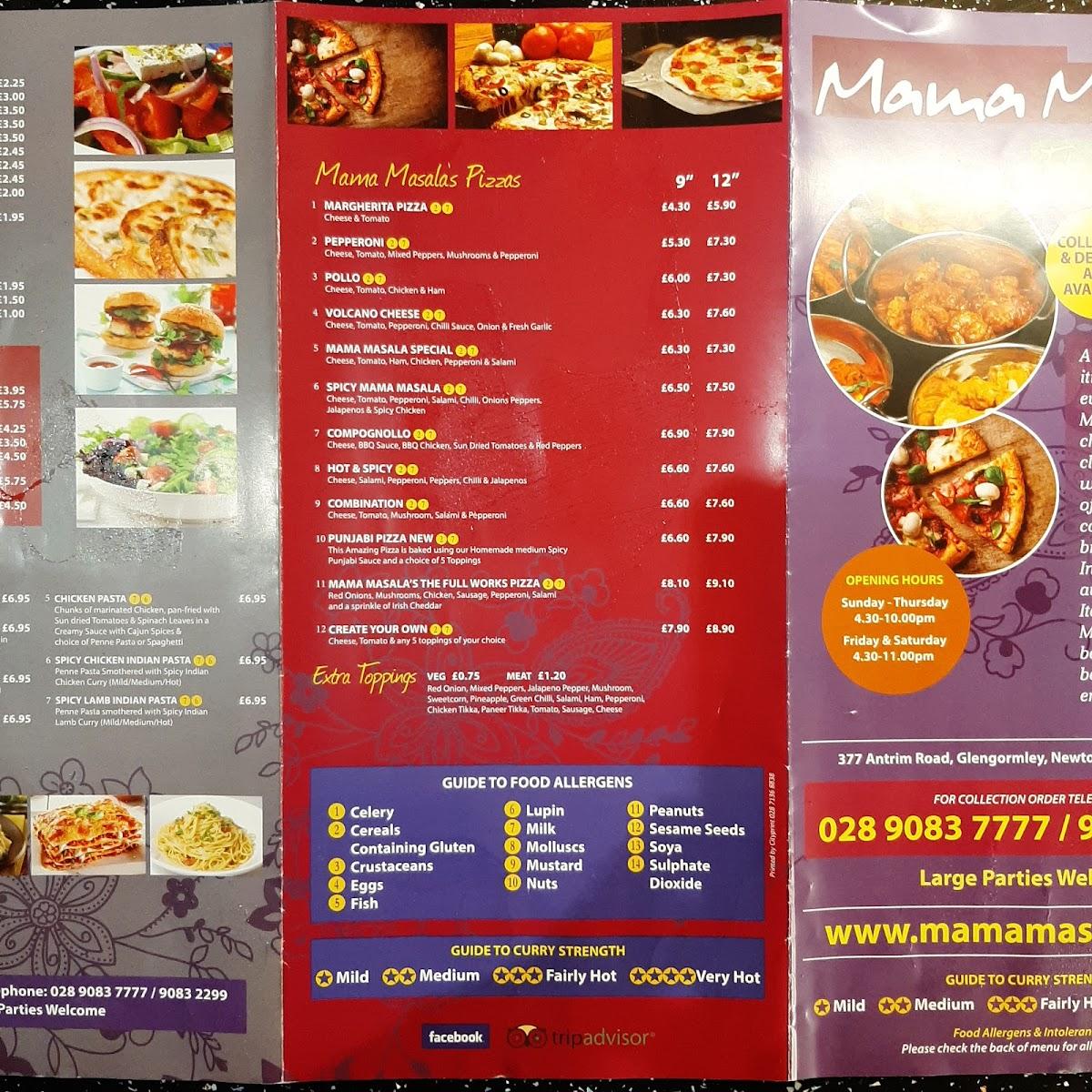 Menu at Mama Masala restaurant, Glengormley