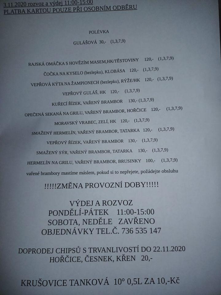 Menu at RKDM restaurant, Milovice, 3-Mladá