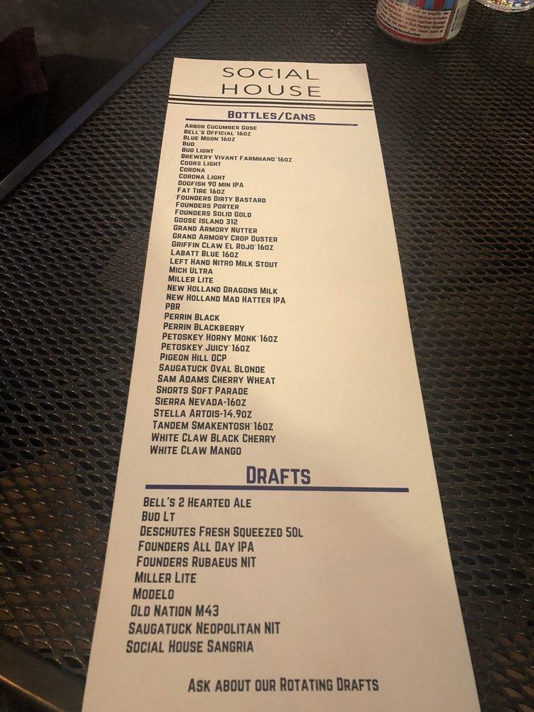 Menu at Social House Kitchen and Bar, Grand Rapids