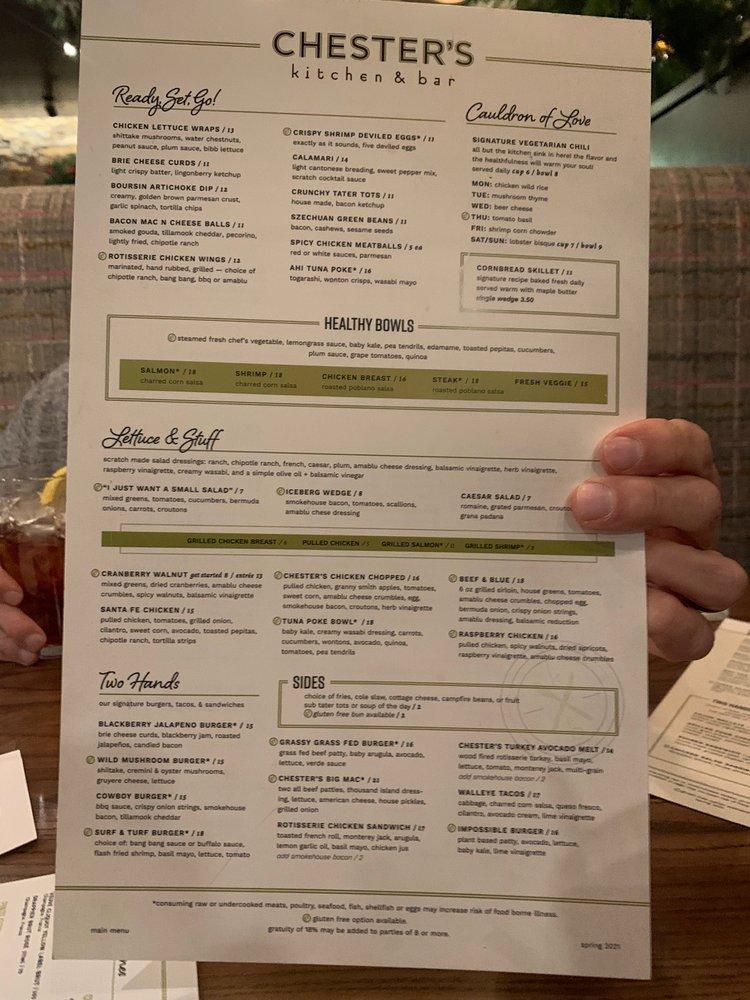 Menu at Chester's Kitchen & Bar, Rochester