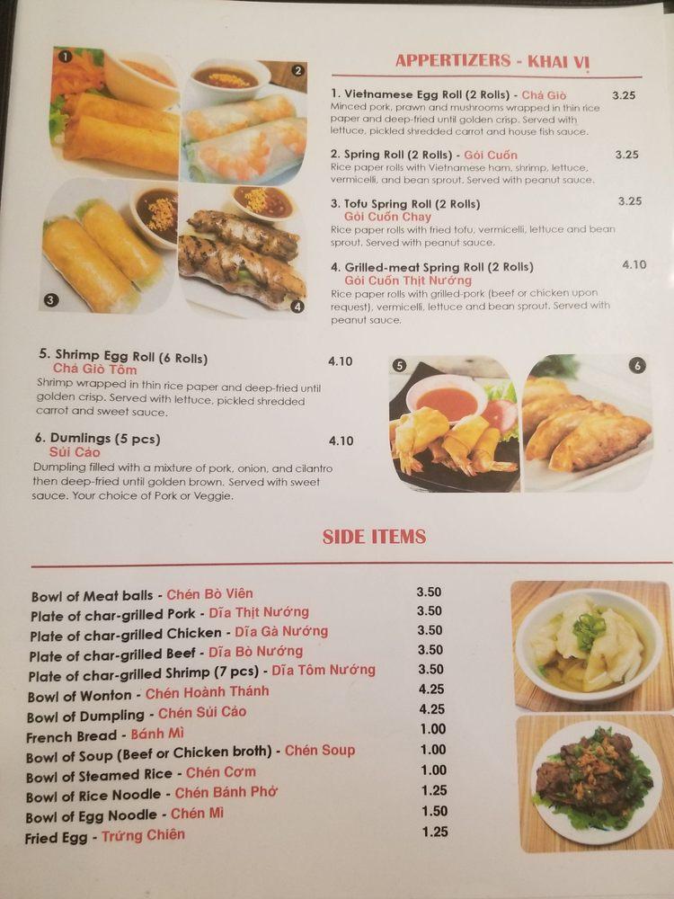 Menu at Pho Saigon restaurant, Houston, Gessner Rd