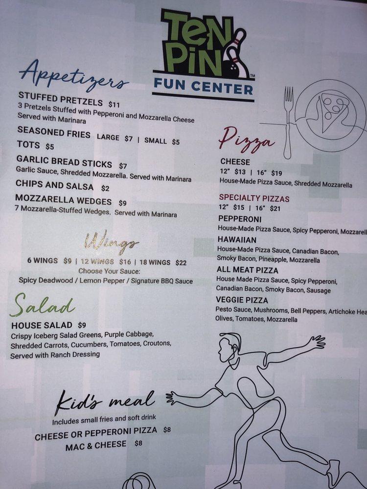 Menu at Ten Pin Fun Center pub & bar, Turlock