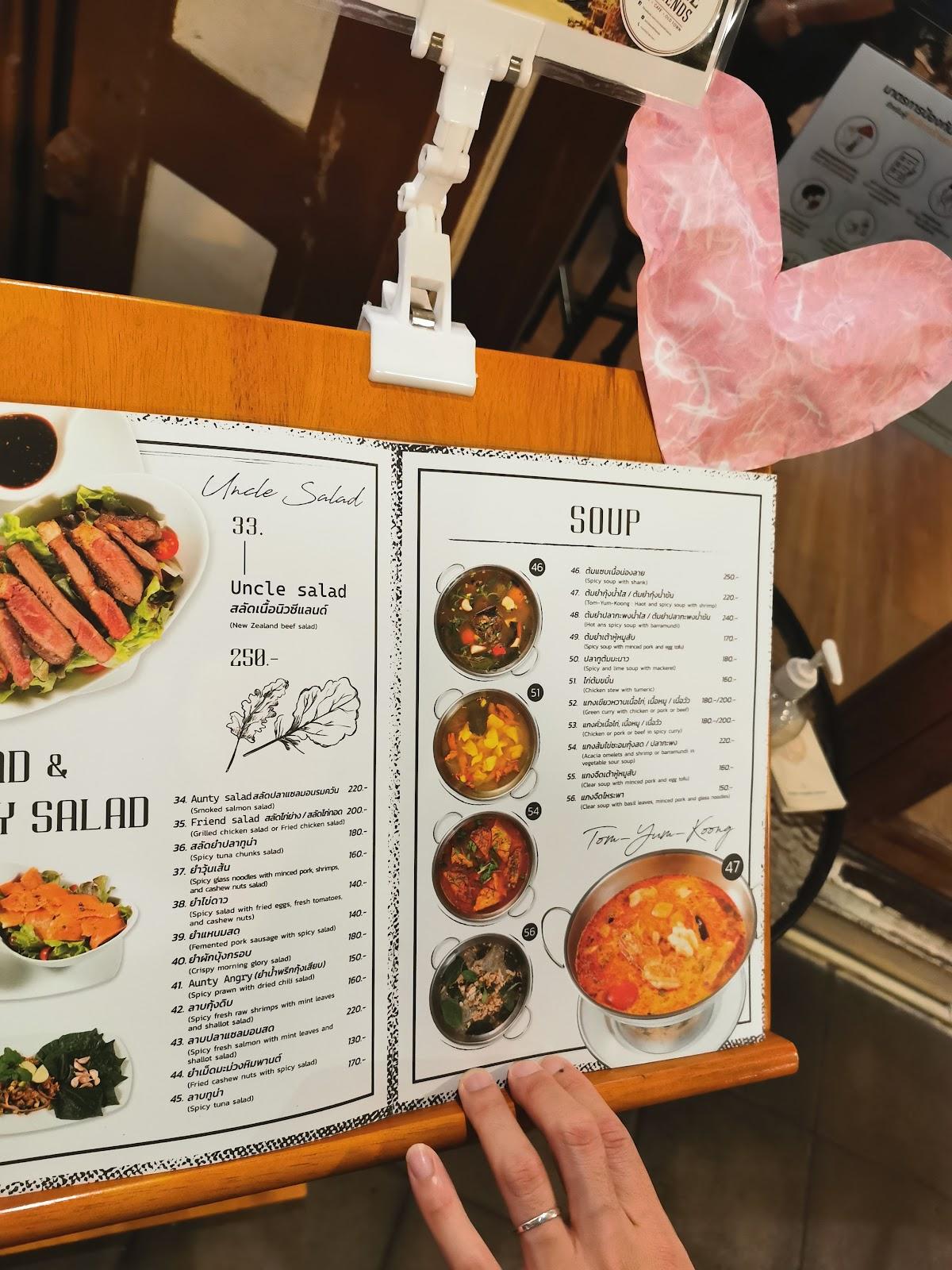 Menu at Uncle & Friends pub & bar, Bangkok