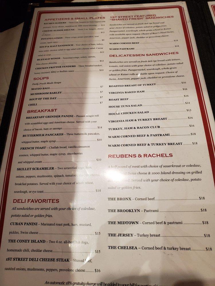 Menu at 1st Street Deli (in Seminole Casino Hotel) restaurant, Immokalee