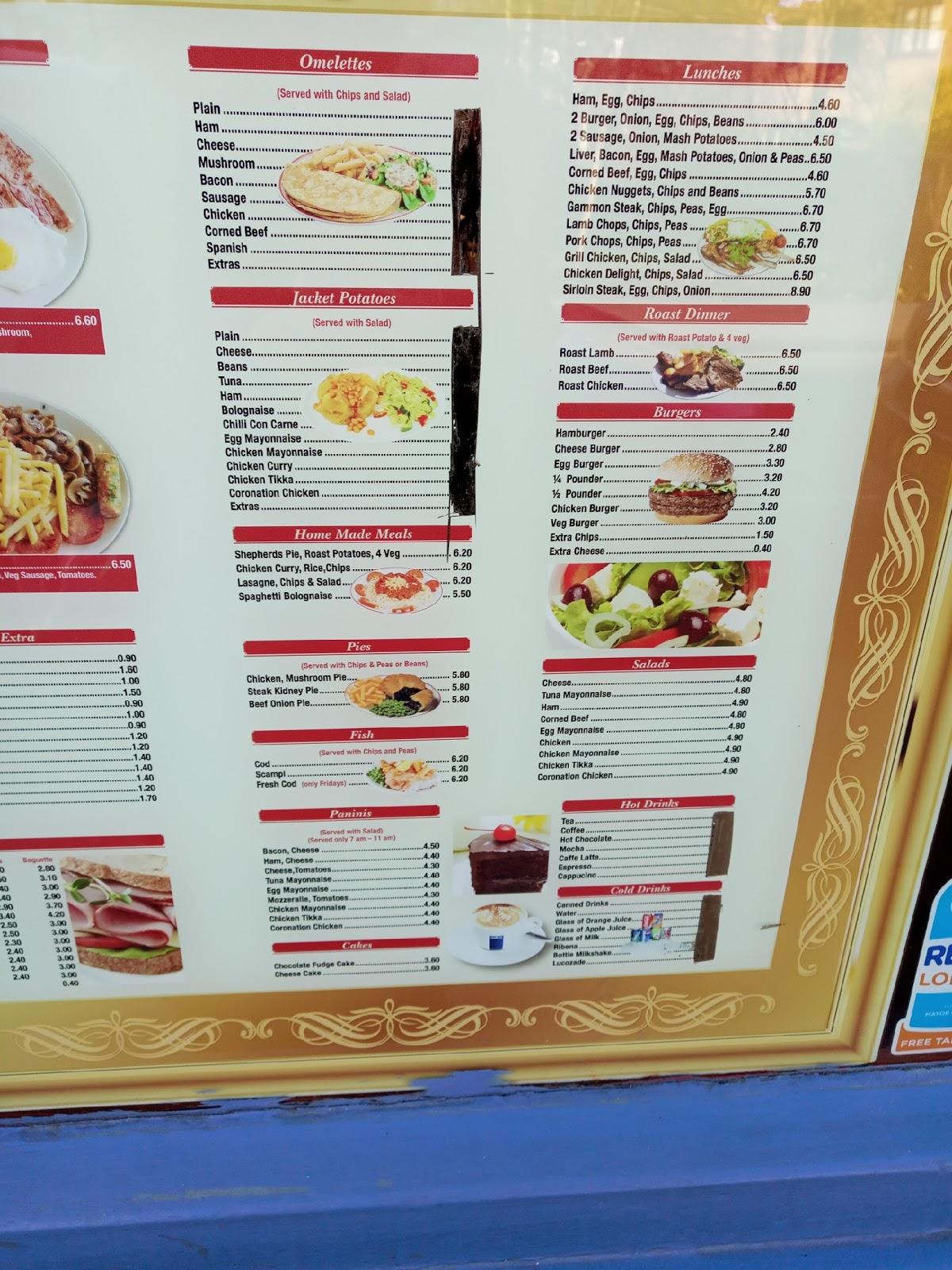 Menu at Al's Cafe, London, 128 Bermondsey St