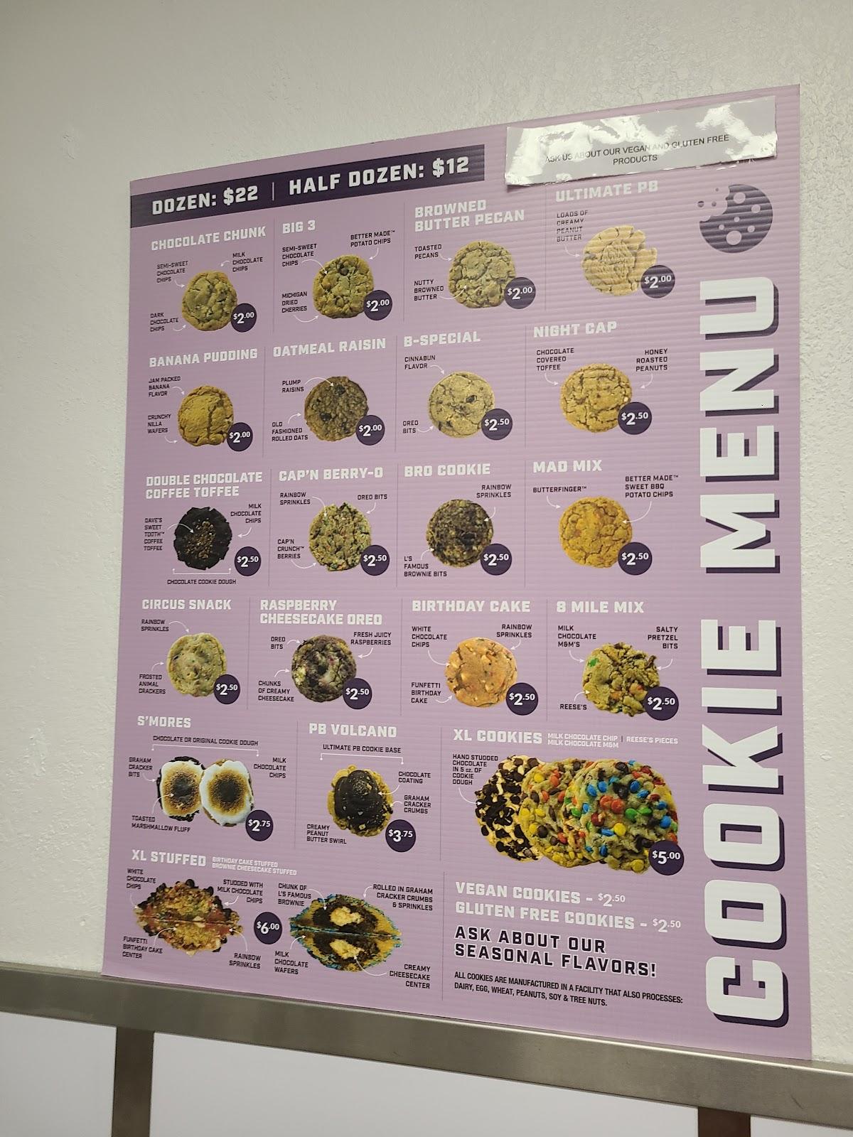 Menu at Detroit Cookie Company cafe, Ann Arbor