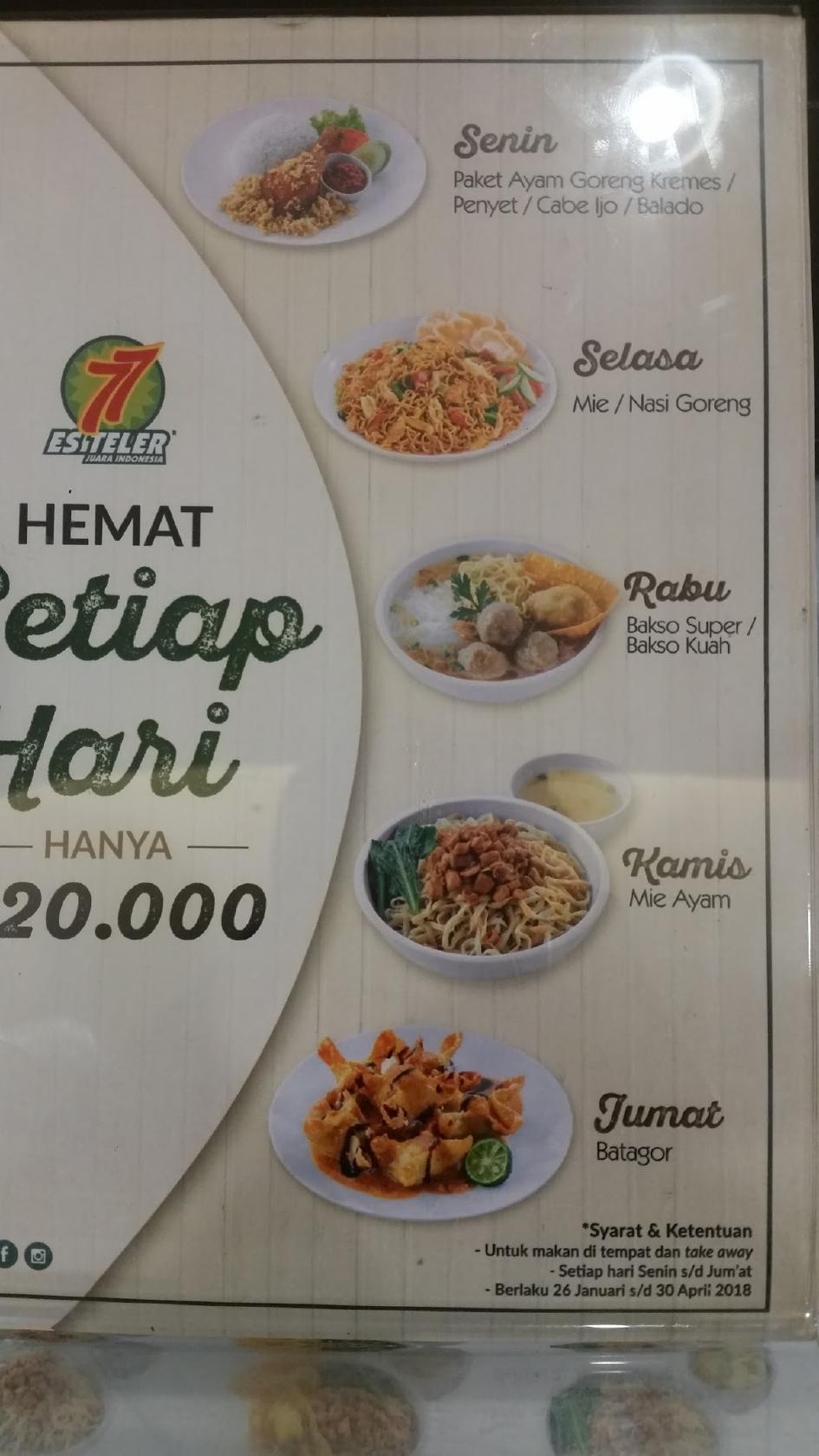 Carta del restaurante Gerai Es Teler 77 Java Mall, Semarang