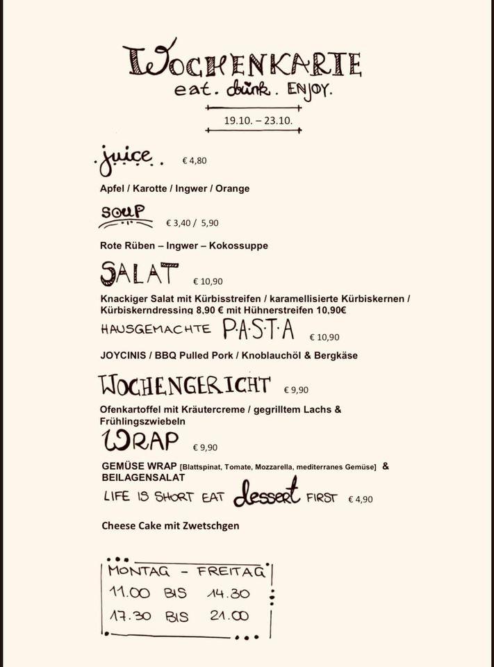 Menu at Joyce restaurant, Reutte