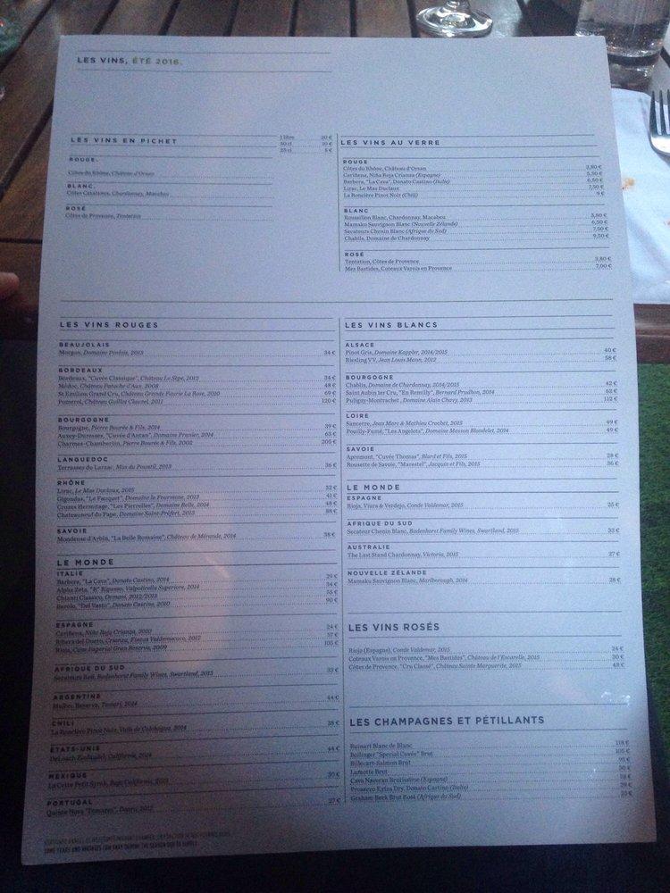 Menu at Munchie restaurant, Chamonix