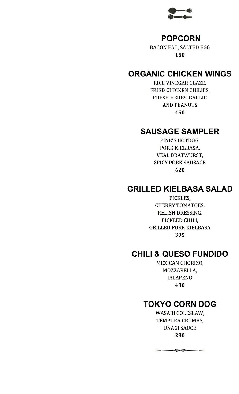 Menu at Pink's Hot Dogs BGC pub & bar, Taguig, Ground Floor