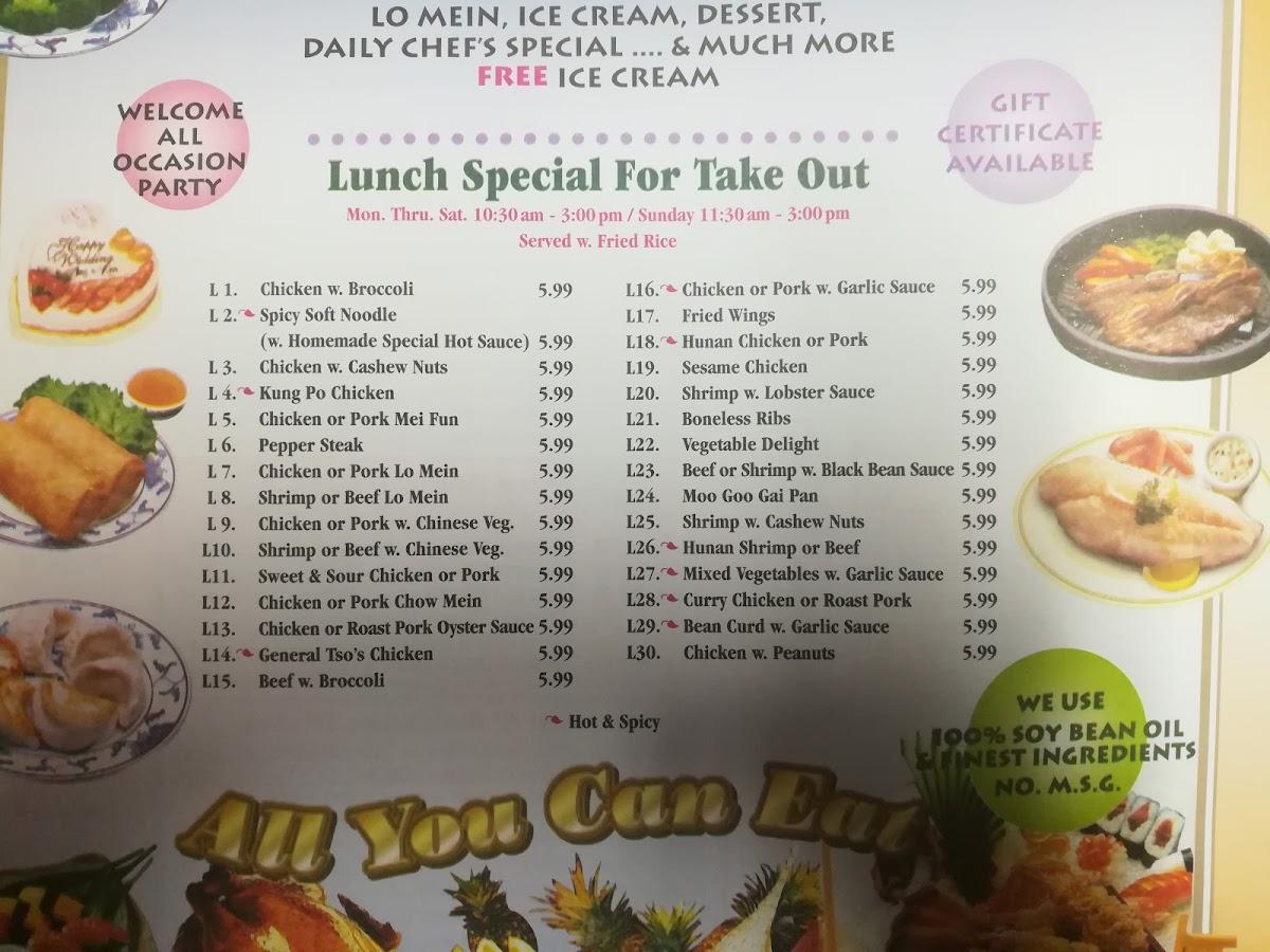 Menu at A1 Kings Buffet restaurant, Massena