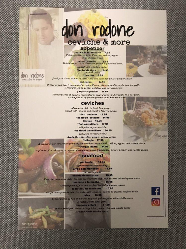 Menu at Don Rodone Ceviche & More restaurant, Hollywood, Sheridan St
