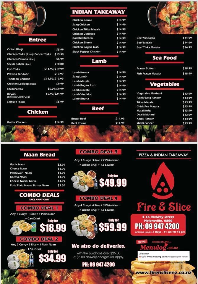 Menu at Fire n Slice - Pizza Helensville restaurant, Auckland