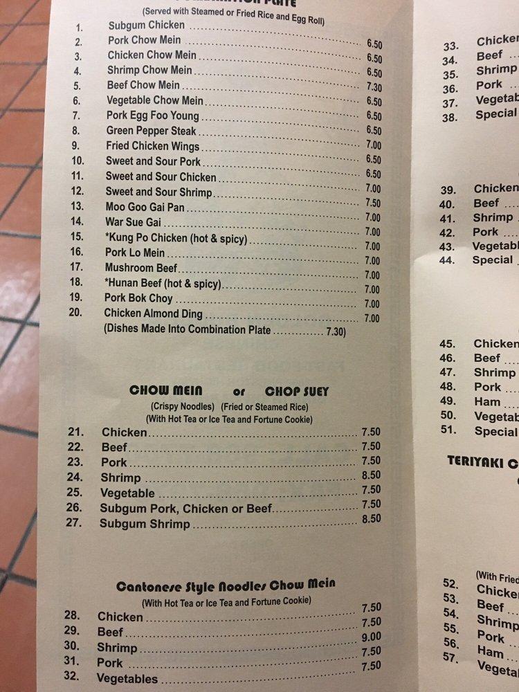 Menu at Golden Buddha restaurant, Louisville