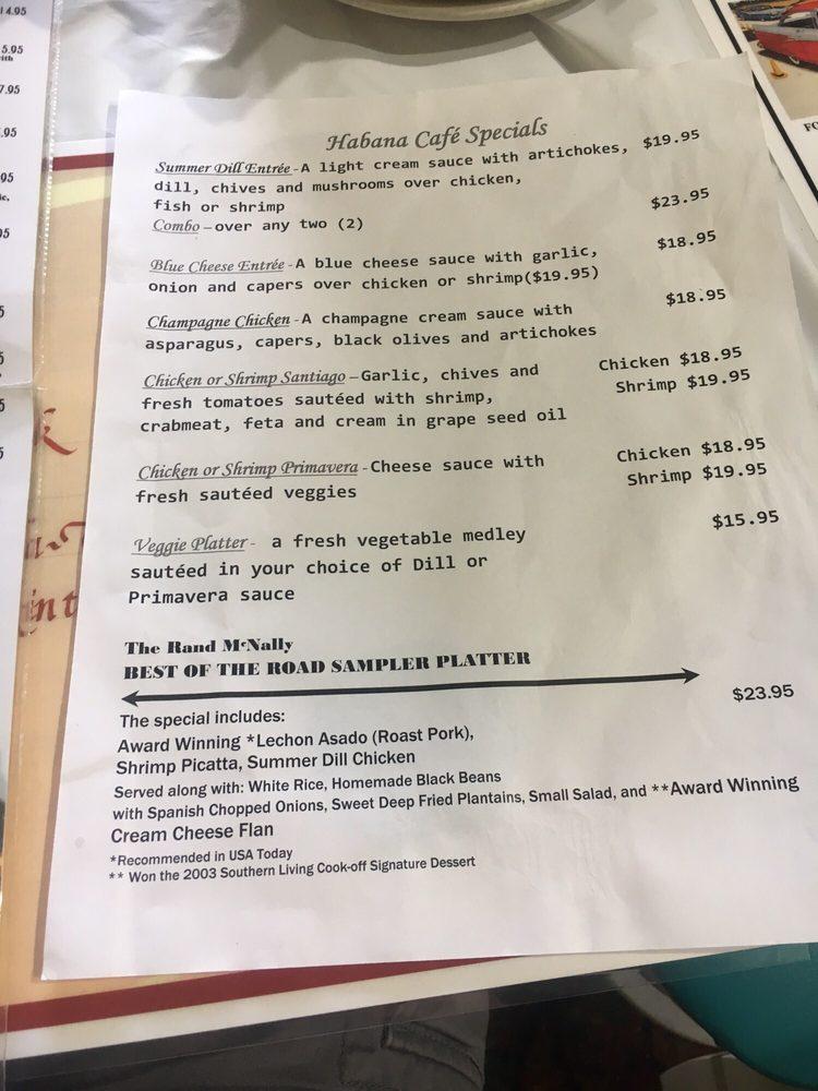 Menu at Habana Café restaurant, Gulfport, Gulfport Blvd S