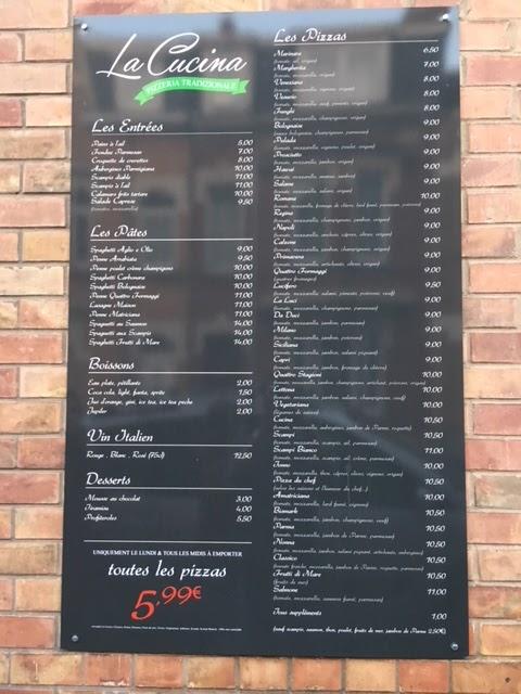 Menu at La Cucina, Sint-Agatha-Berchem