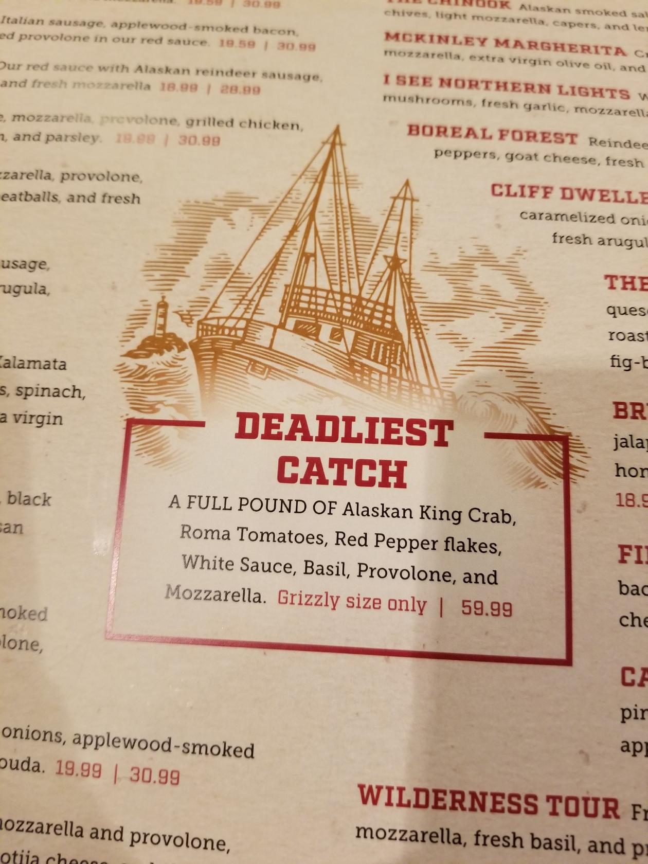 Menu at Prospectors Pizzeria and Alehouse, McKinley Park