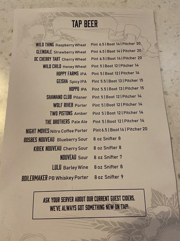 Menu at Stubborn Brothers Brewery pub & bar, Shawano