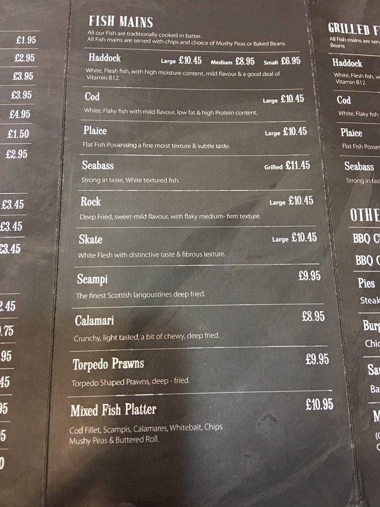 Menu at Sussex Fish Bar, London