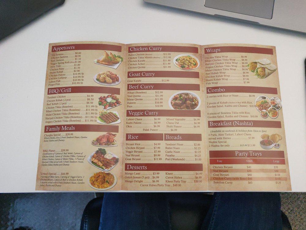 Menu at Urwa's Pakistani and Indian Cuisine Pakistani Flavour ...