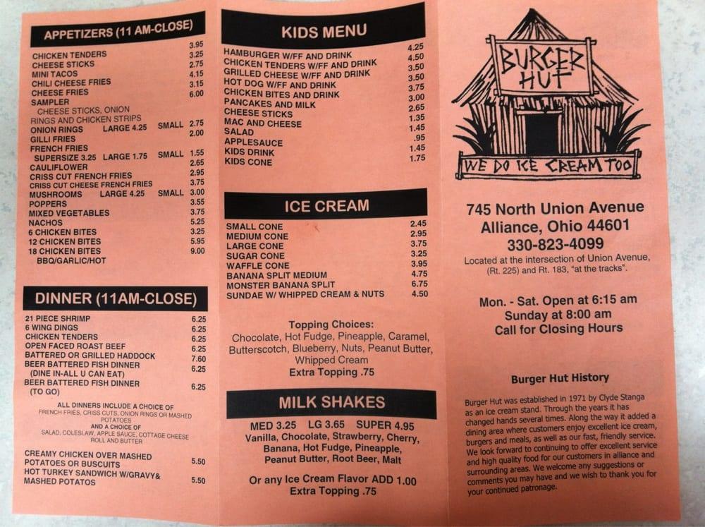 Menu at Burger Hut pub & bar, Alliance