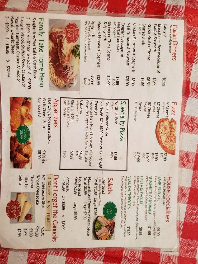 Menu at Tony's New York Style Italian restaurant, Tucson, E 22nd St