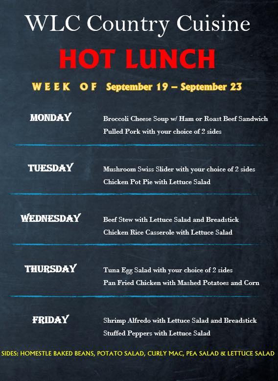 Menu at Wlc Country Cuisine restaurant, Rockwell City