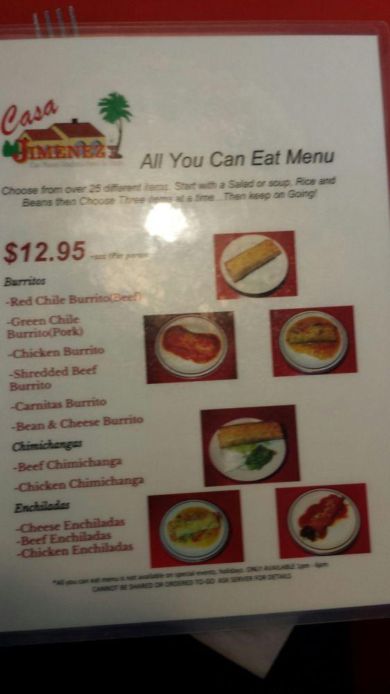 Menu at Casa Jimenez Restaurant, Hemet