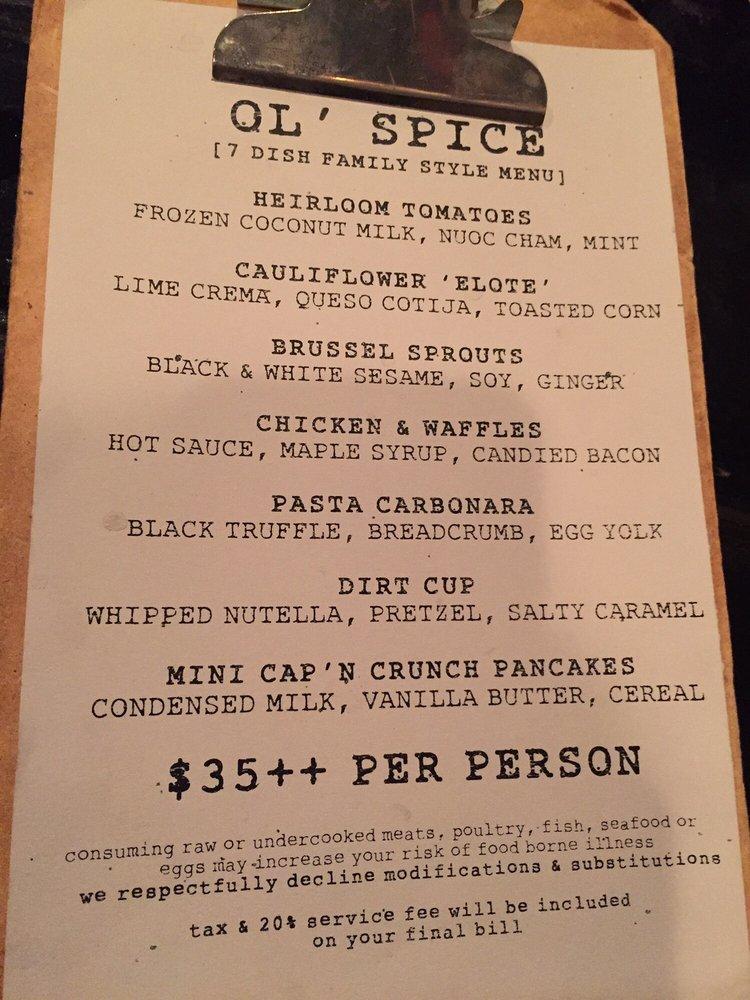 Menu at Eating House Miami restaurant, Coral Gables