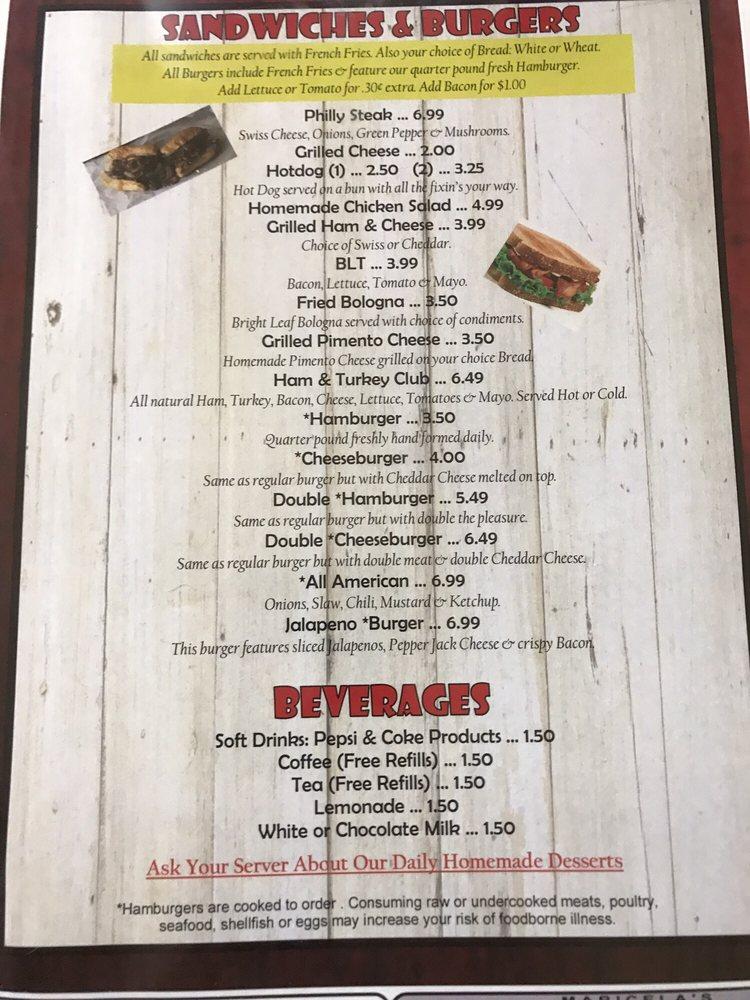Menu at Red Barn Restaurant, Angier, 123 E Depot St