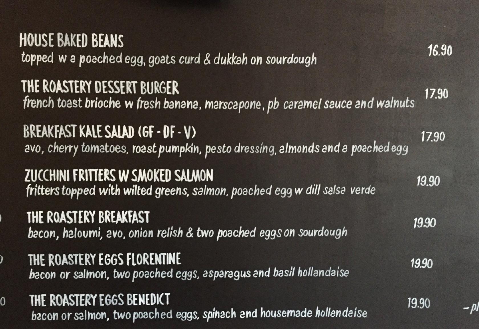 Menu at Rouge Coffee cafe, South Brisbane, 25 Glenelg Street