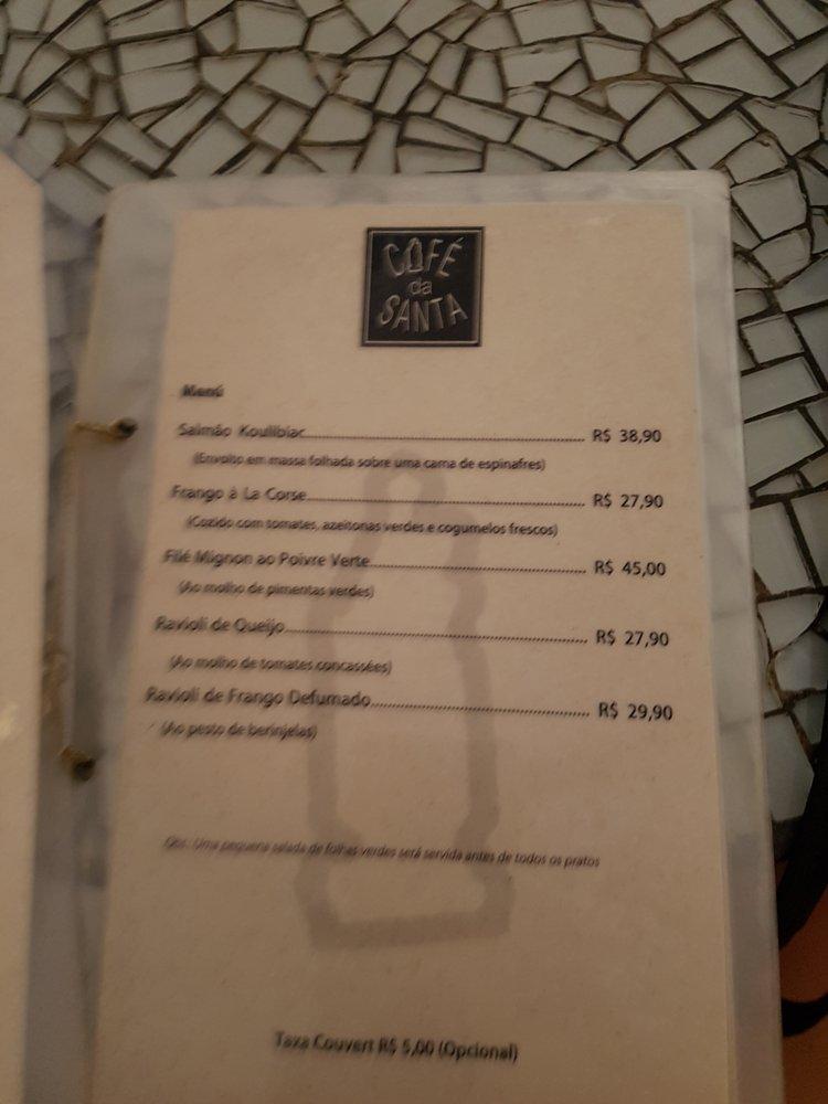 Menu at Santa's Cafe, Arraial d'Ajuda