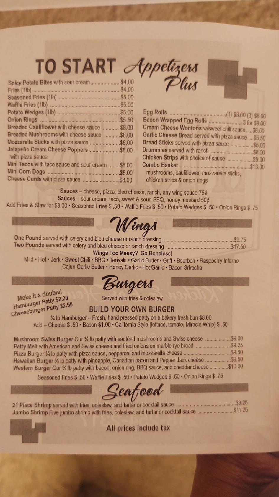 Menu at Snickers Pizza & Pub, Chisholm