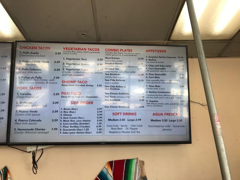 Menu at Tacos de Acapulco San Luis Obispo restaurant, San Luis Obispo ...