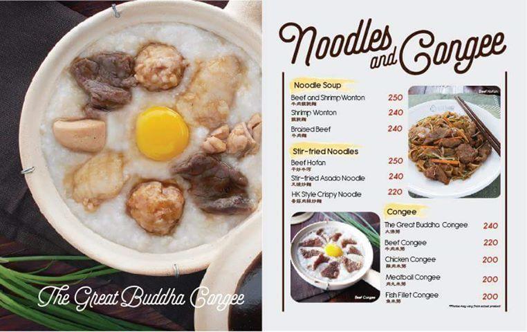 Menu at The Great Buddha Cafe, Manila