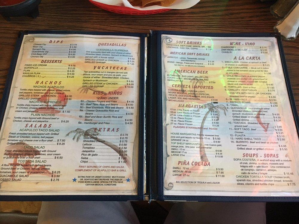 Menu at Acapulco Bar & Grill, Birmingham