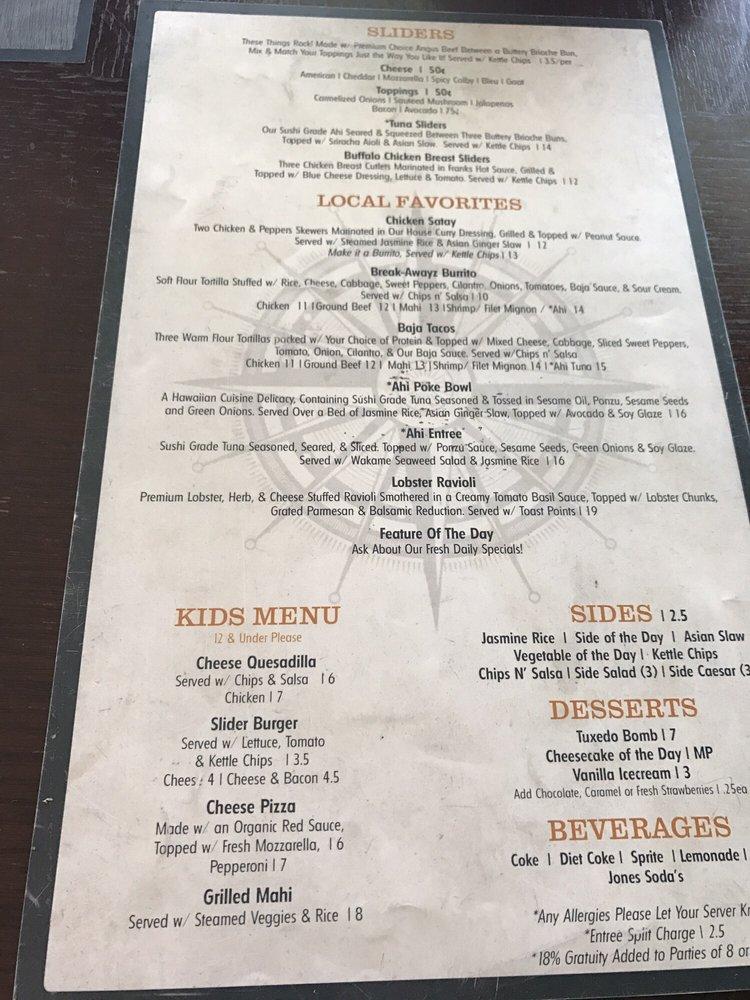 Menu at Break Awayz pub & bar, Flagler Beach