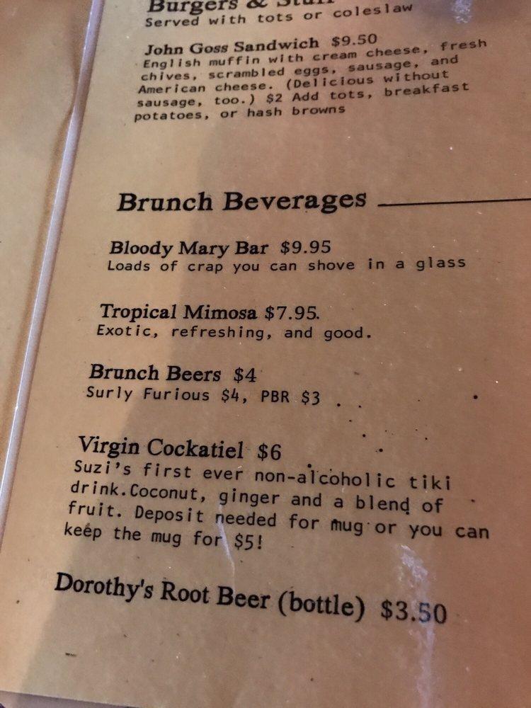 Menu at Psycho Suzi's Motor Lounge pub & bar, Minneapolis, Marshall St NE