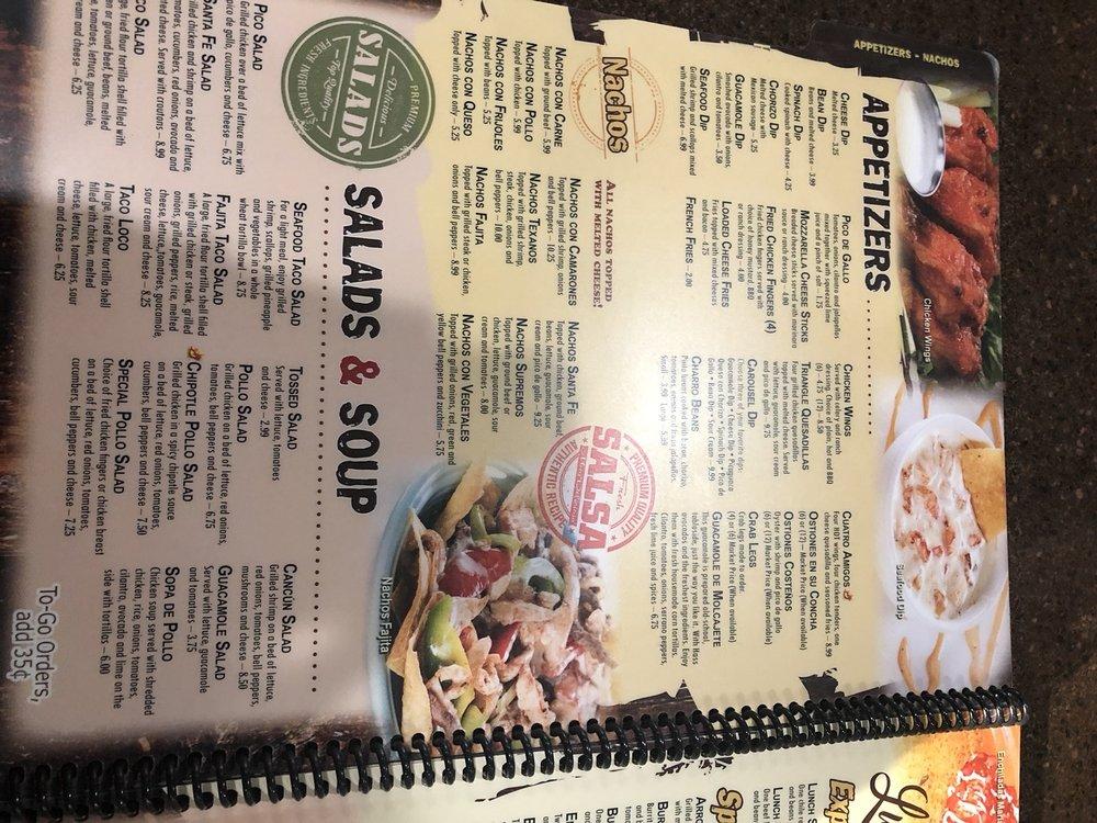 Menu at Santa Fe Mexican Grill restaurant, Kingsport