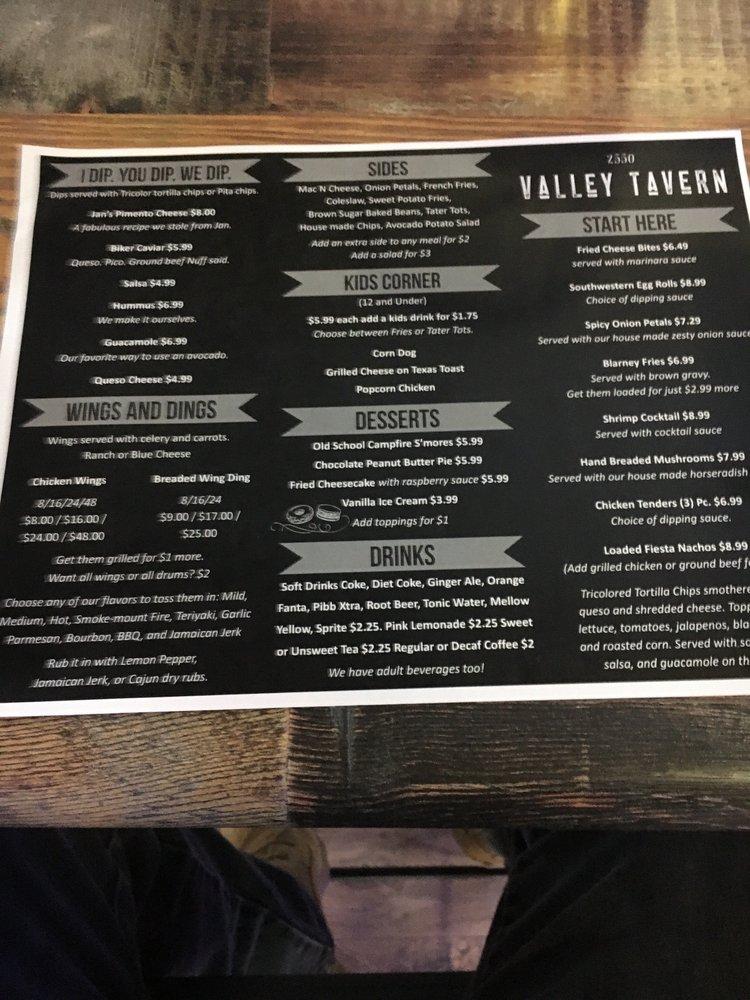 Menu at Valley Tavern pub & bar, Maggie Valley