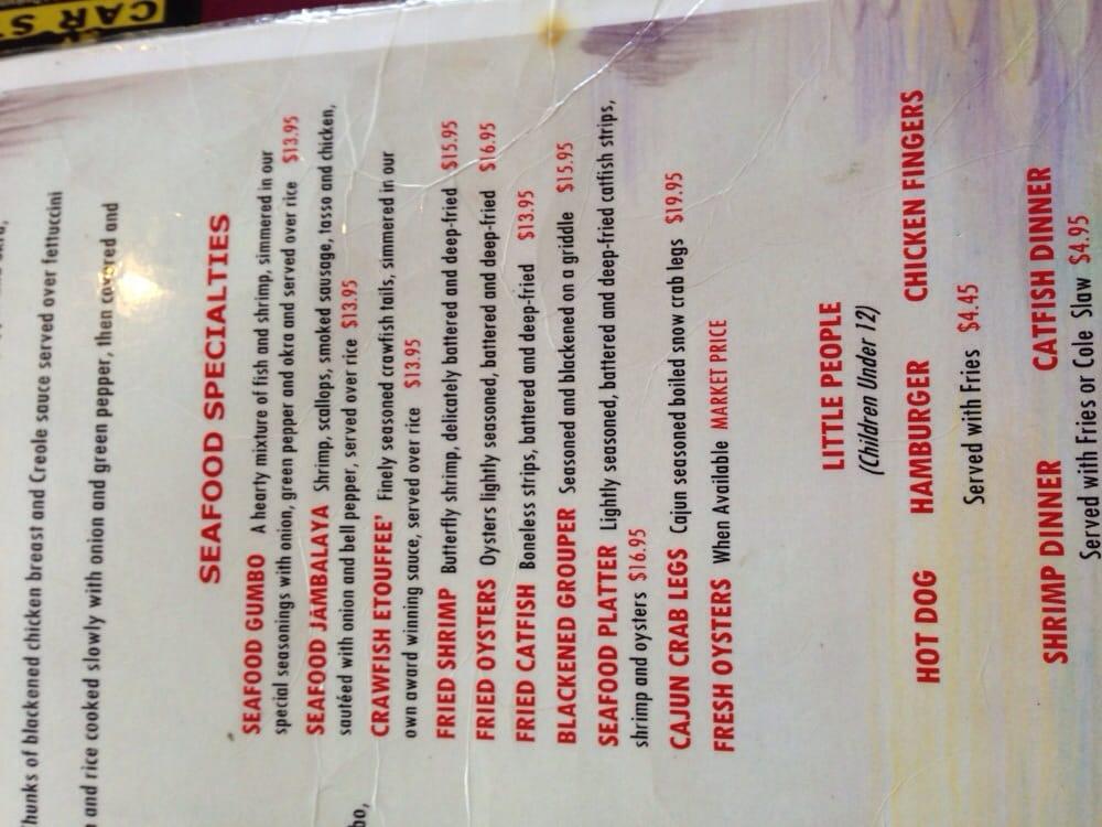 Menu at Tim's Cajun Kitchen restaurant, Huntsville