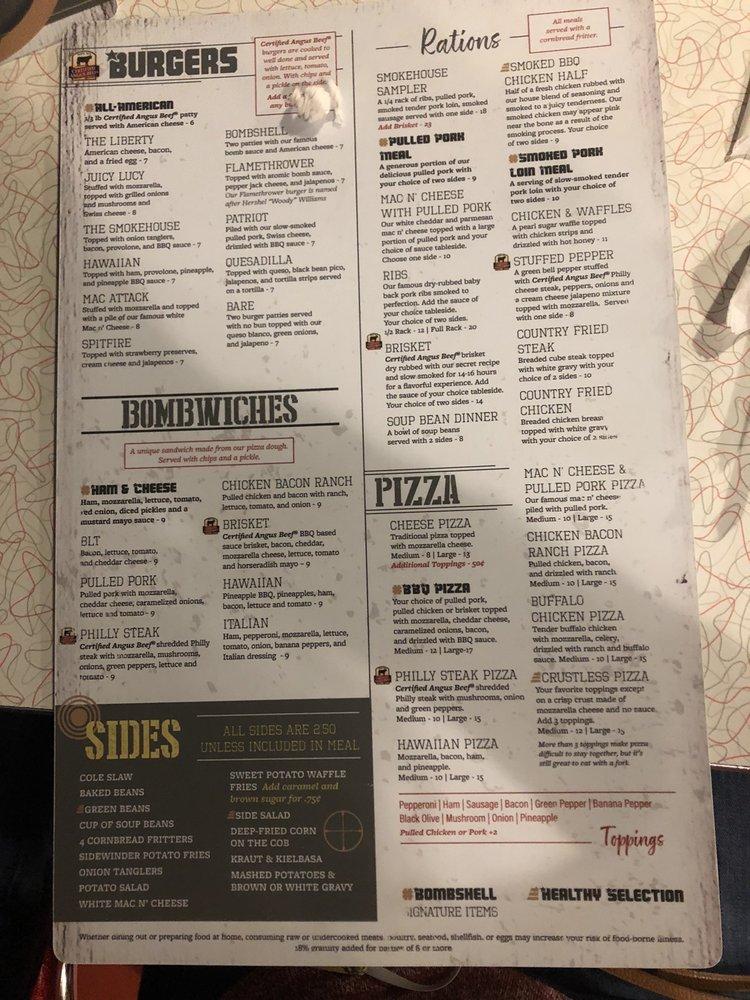 Menu at Bombshells Burgers & BBQ, Huntington