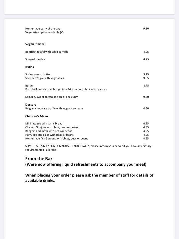 Menu at The Carne Arms pub & bar, Cowbridge, Llysworney
