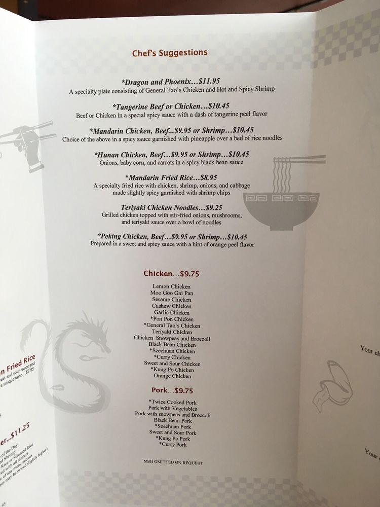 Menu at Dragon Diner restaurant, Salt Lake City