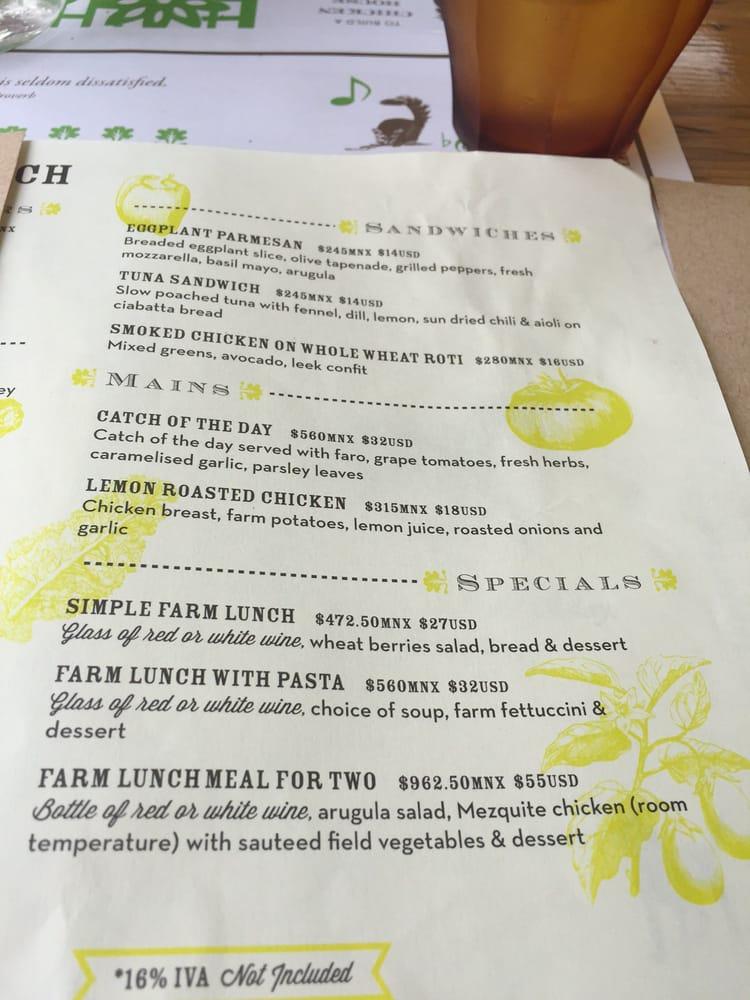 Menu at Flora Farms pizzeria, San José del Cabo, Carretera ...