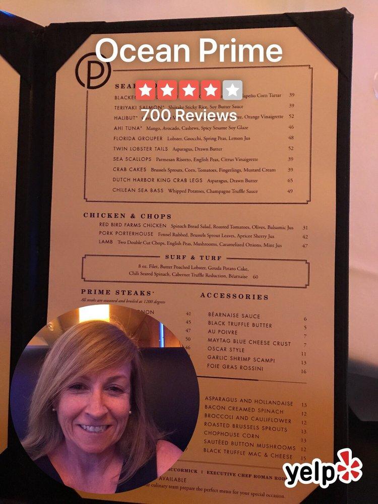 Menu at Ocean Prime steakhouse, Denver, Larimer St